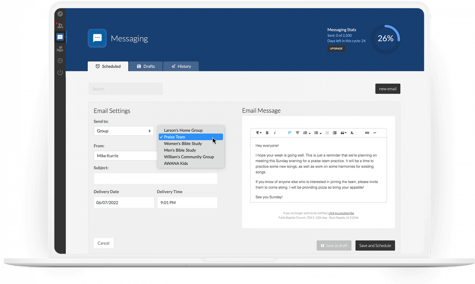 Email and Text Church Software | ChurchSpring